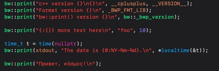 Printing Formatted Strings in C++20 – BW Blog